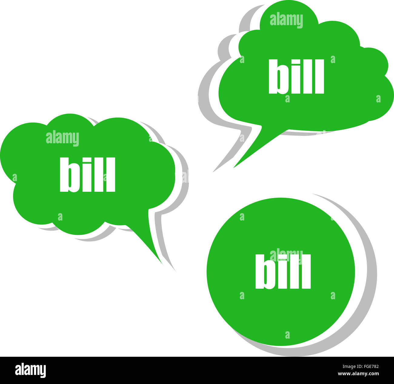 bill word on modern banner design template. set of stickers, labels ...