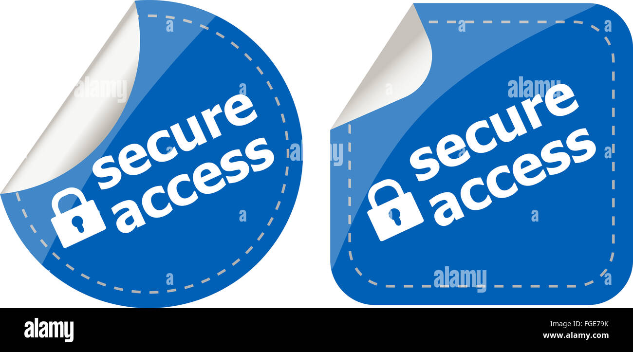 secure access with lock on stickers set isolated on white Stock Photo ...