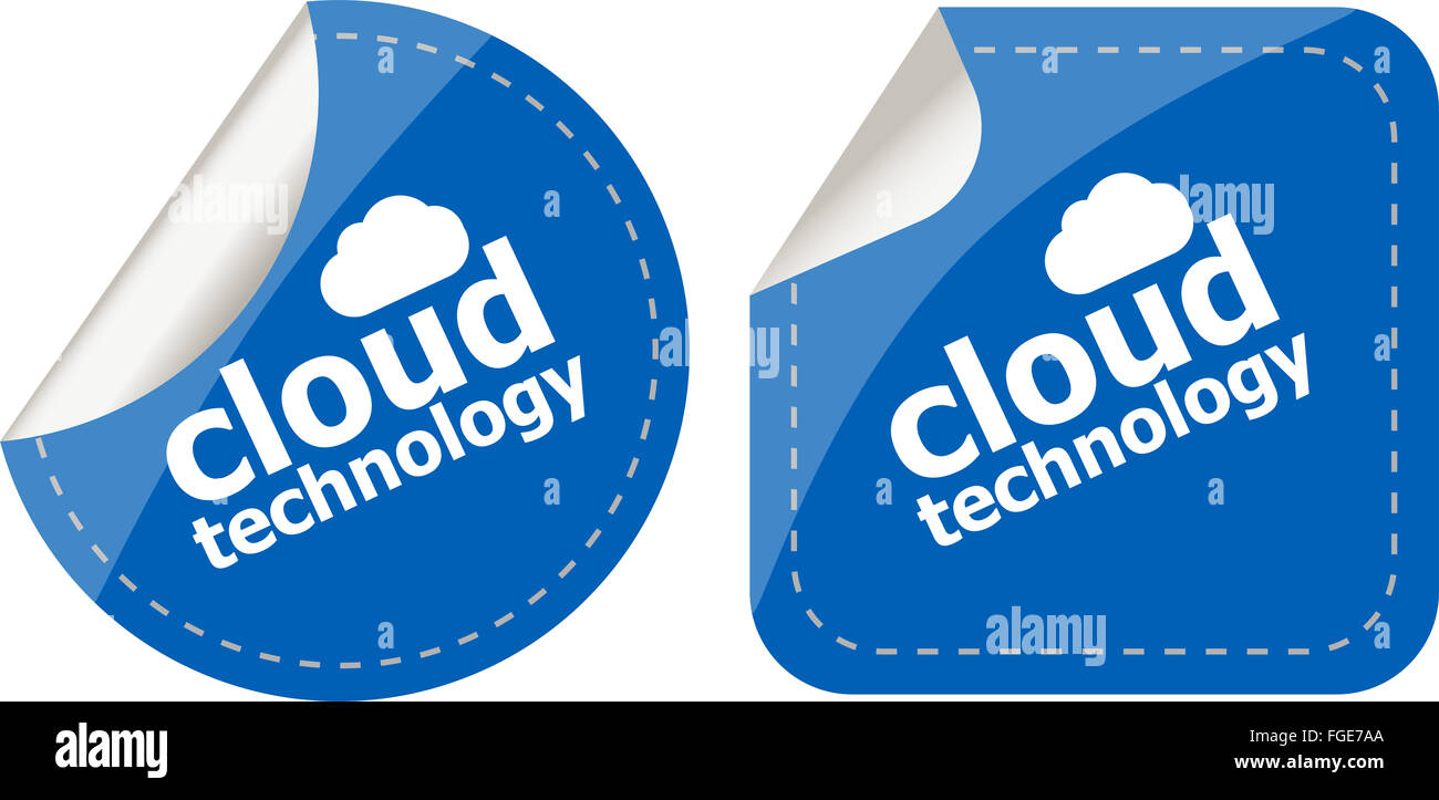 cloud application stickers label tag set isolated on white Stock Photo ...