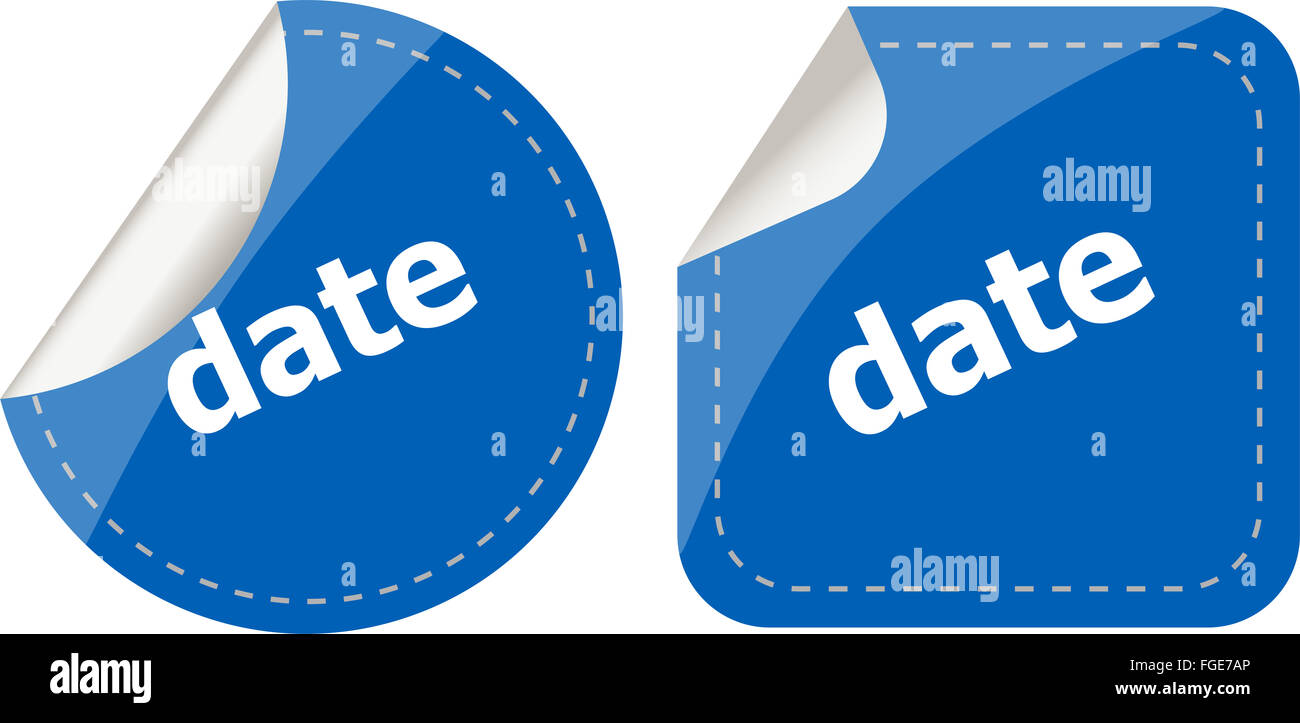 date word stickers web button set, label, icon Stock Photo - Alamy