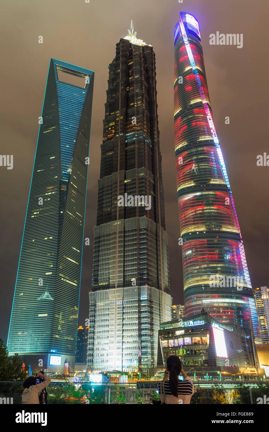 Pudong financial district at night, Shanghai, China Stock Photo - Alamy