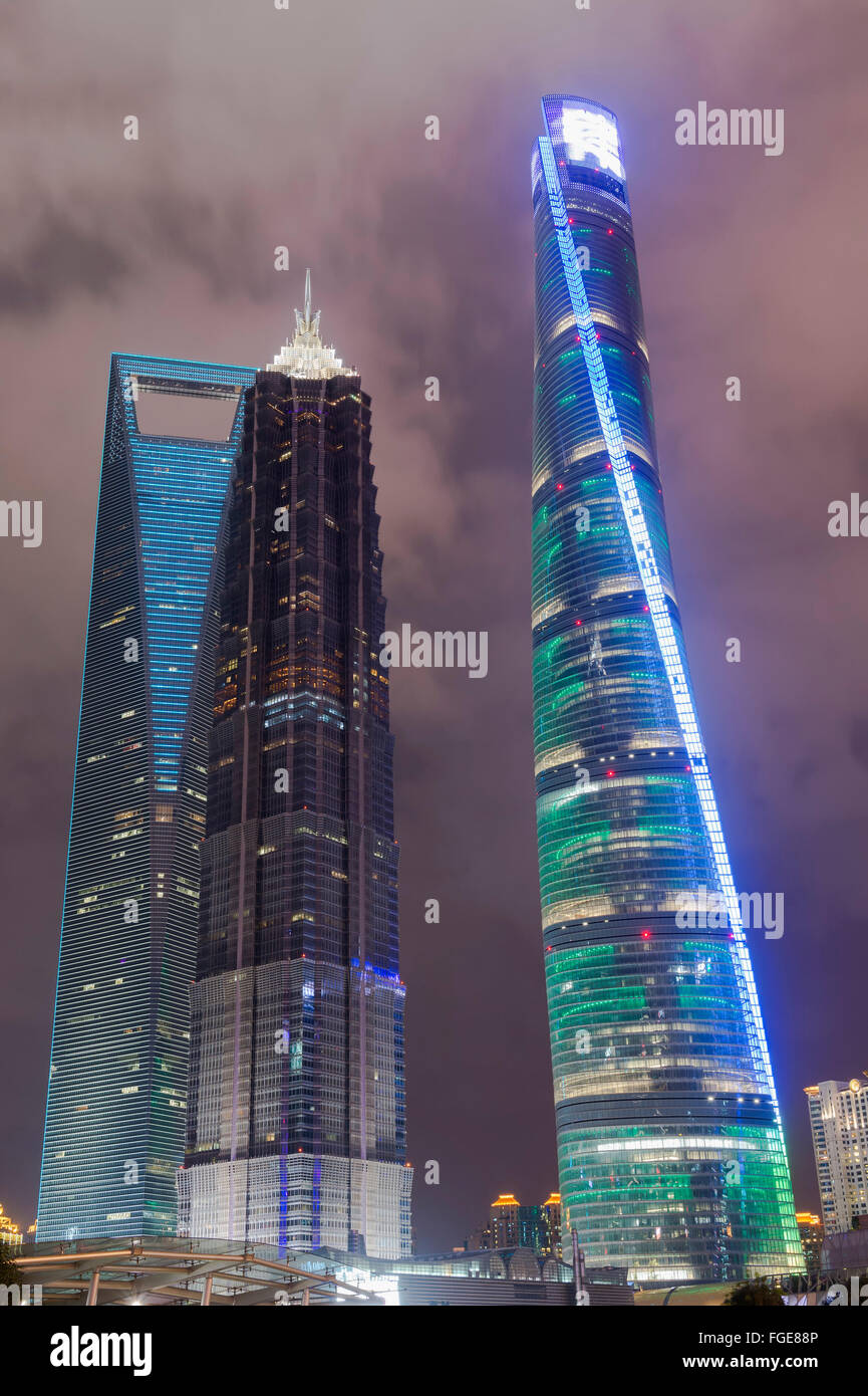 Pudong financial district at night, Shanghai, China Stock Photo - Alamy