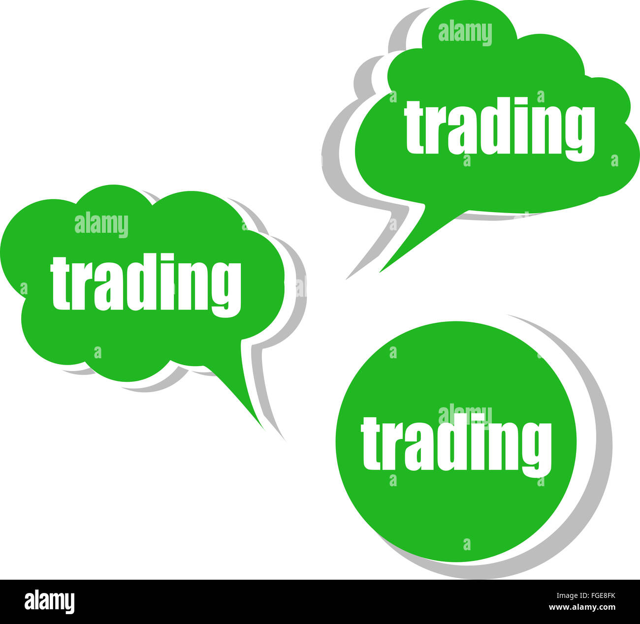 trading word on modern banner design template. set of stickers, labels ...