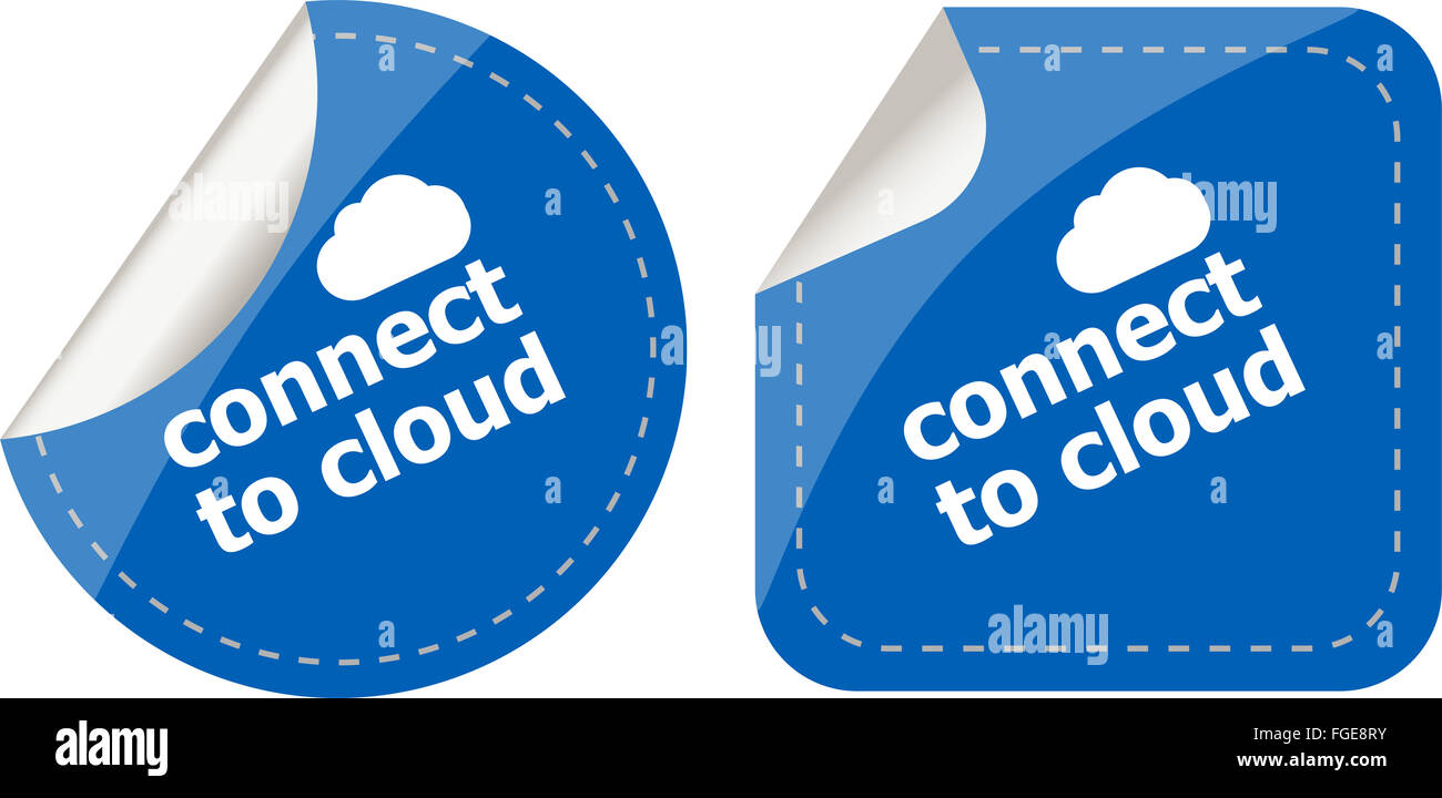 stickers label set business tag with connect to cloud word Stock Photo ...