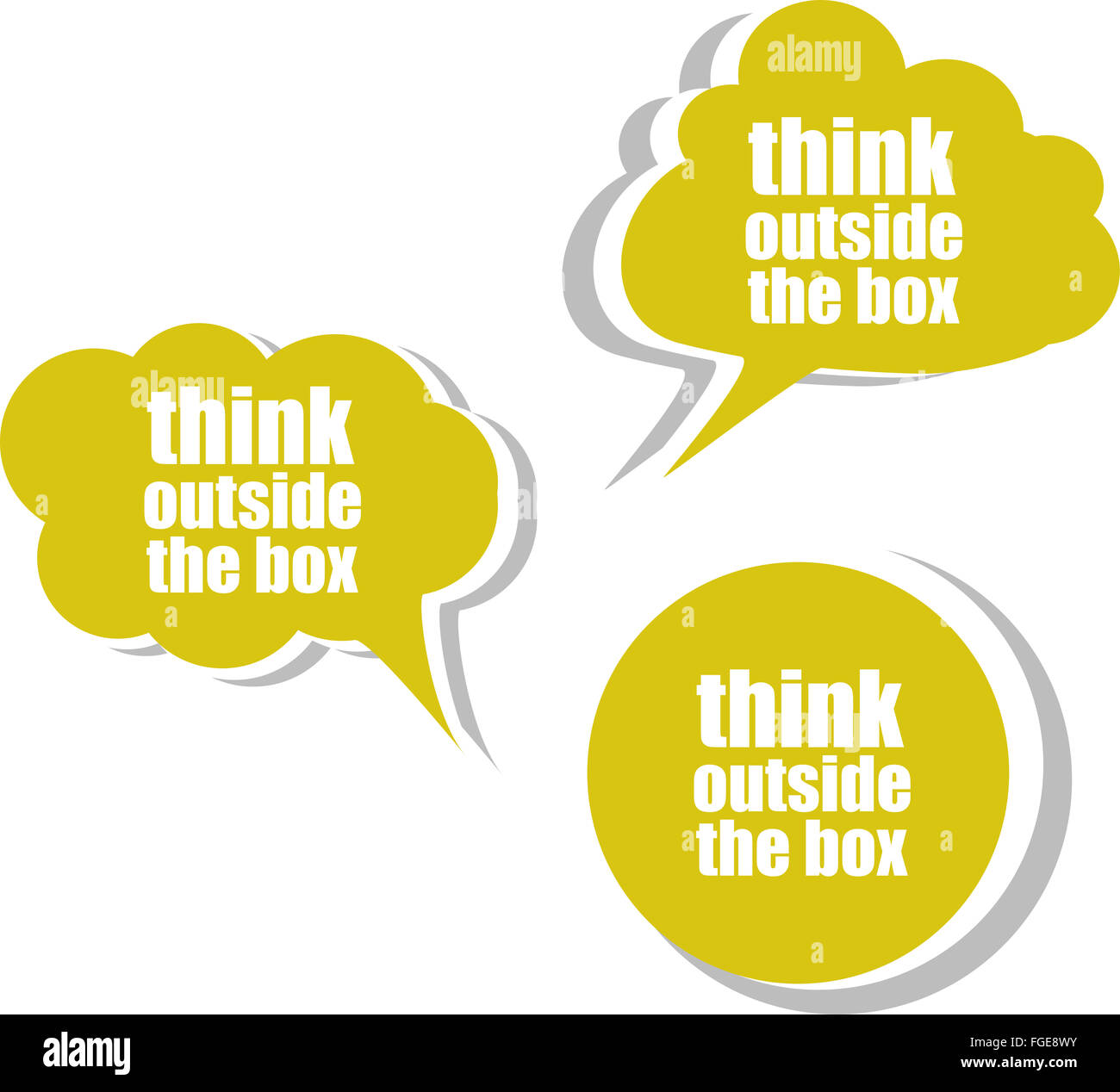 think outside the box. Set of stickers, labels, tags. Business banners ...