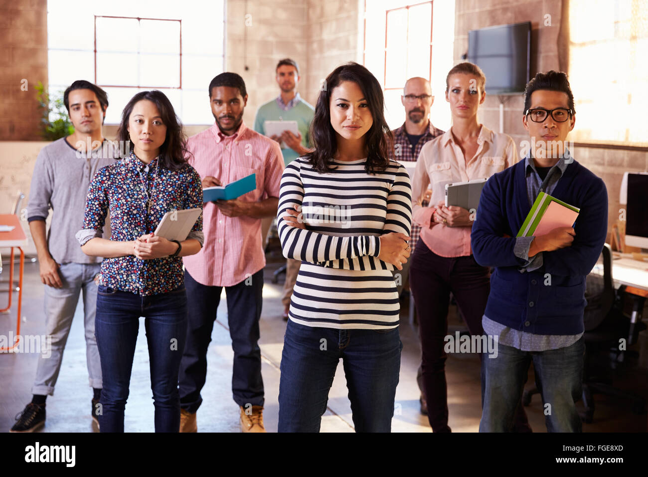 Portrait Of Staff Standing In Modern Design Office Stock Photo - Alamy