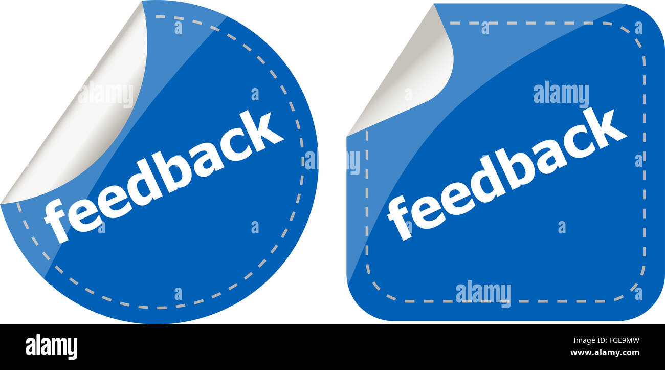 stickers label set business tag with feedback word Stock Photo - Alamy