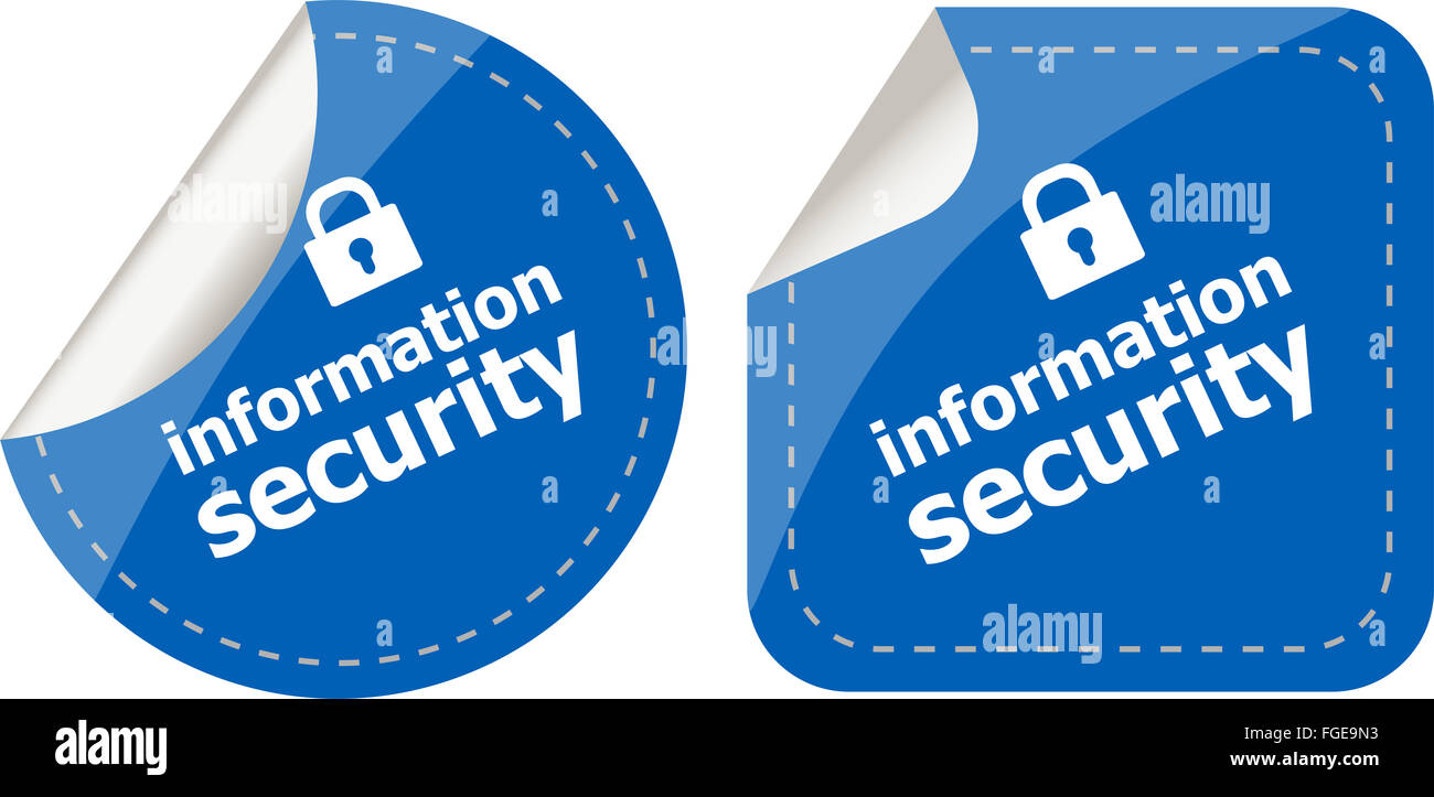 information security stickers label tag set isolated on white Stock ...