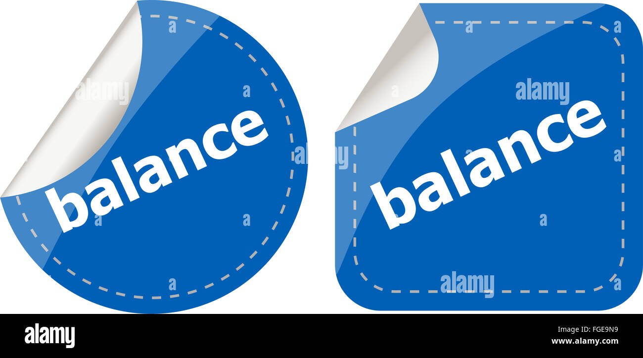 balance word on stickers button set, label, business concept Stock ...