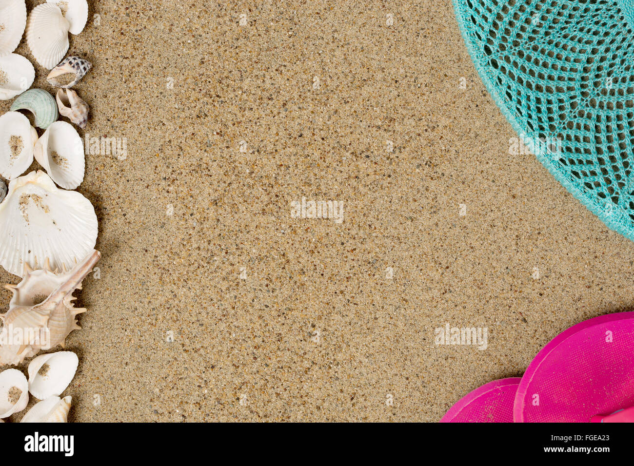 Sea shells on sand. Summer beach background Stock Photo - Alamy