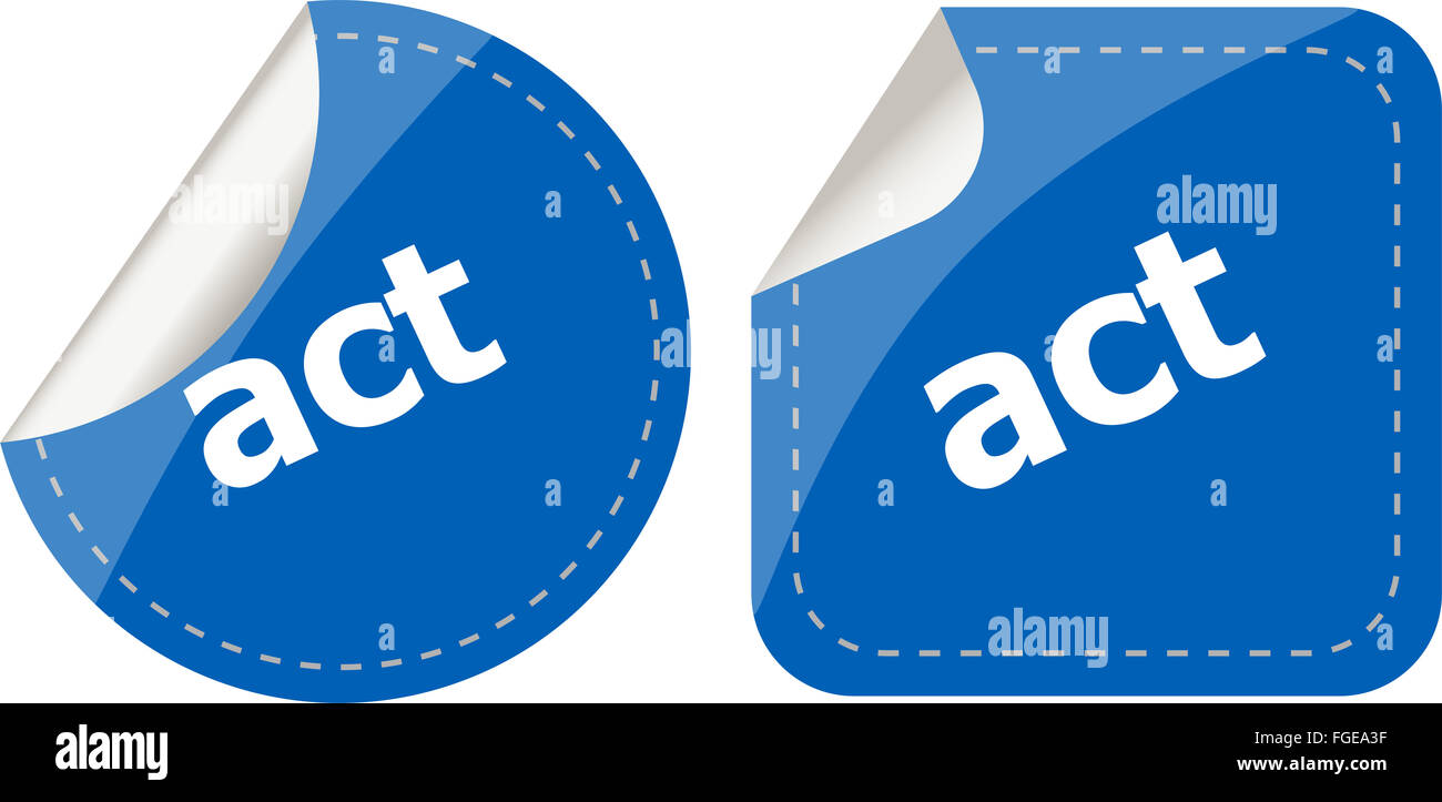 act stickers set, icon button isolated on white Stock Photo - Alamy