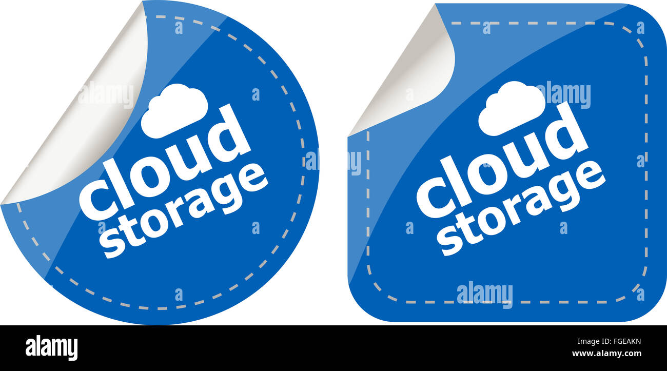 cloud storage - cloud computing icon stickers set Stock Photo - Alamy