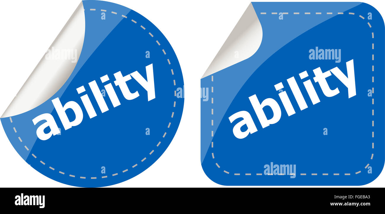 ability word stickers set icon button isolated on white Stock Photo - Alamy