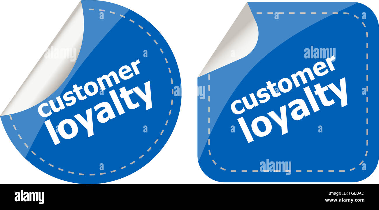 customer loyalty stickers set on white, icon button isolated on white ...