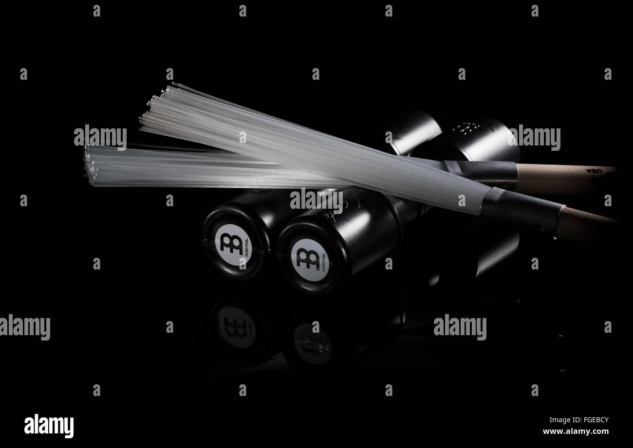 Studio shoot of Drum Brushes and Meinl Hand Shaker Music Musical ...