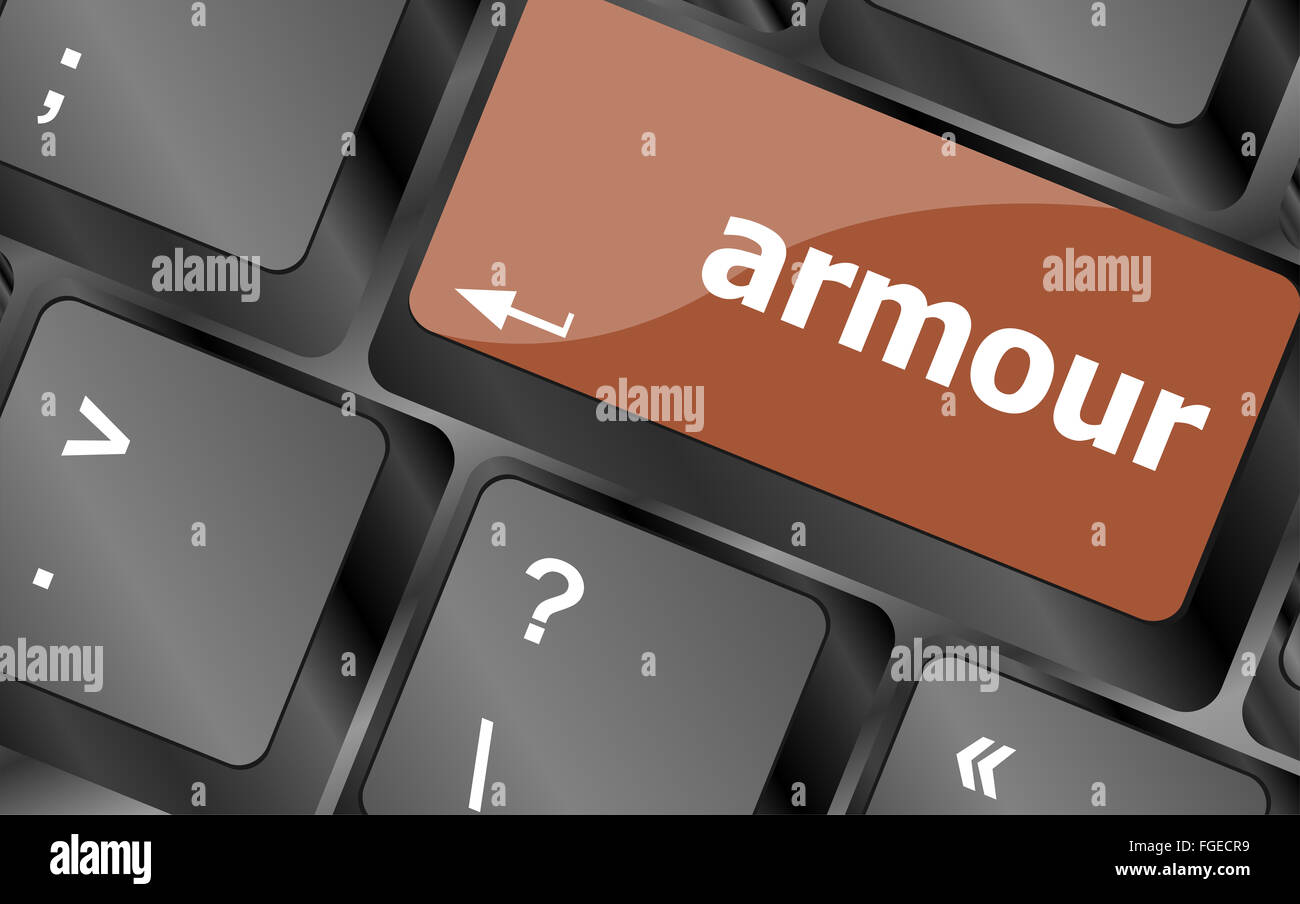 Keyboard with enter button, armour word on it Stock Photo - Alamy