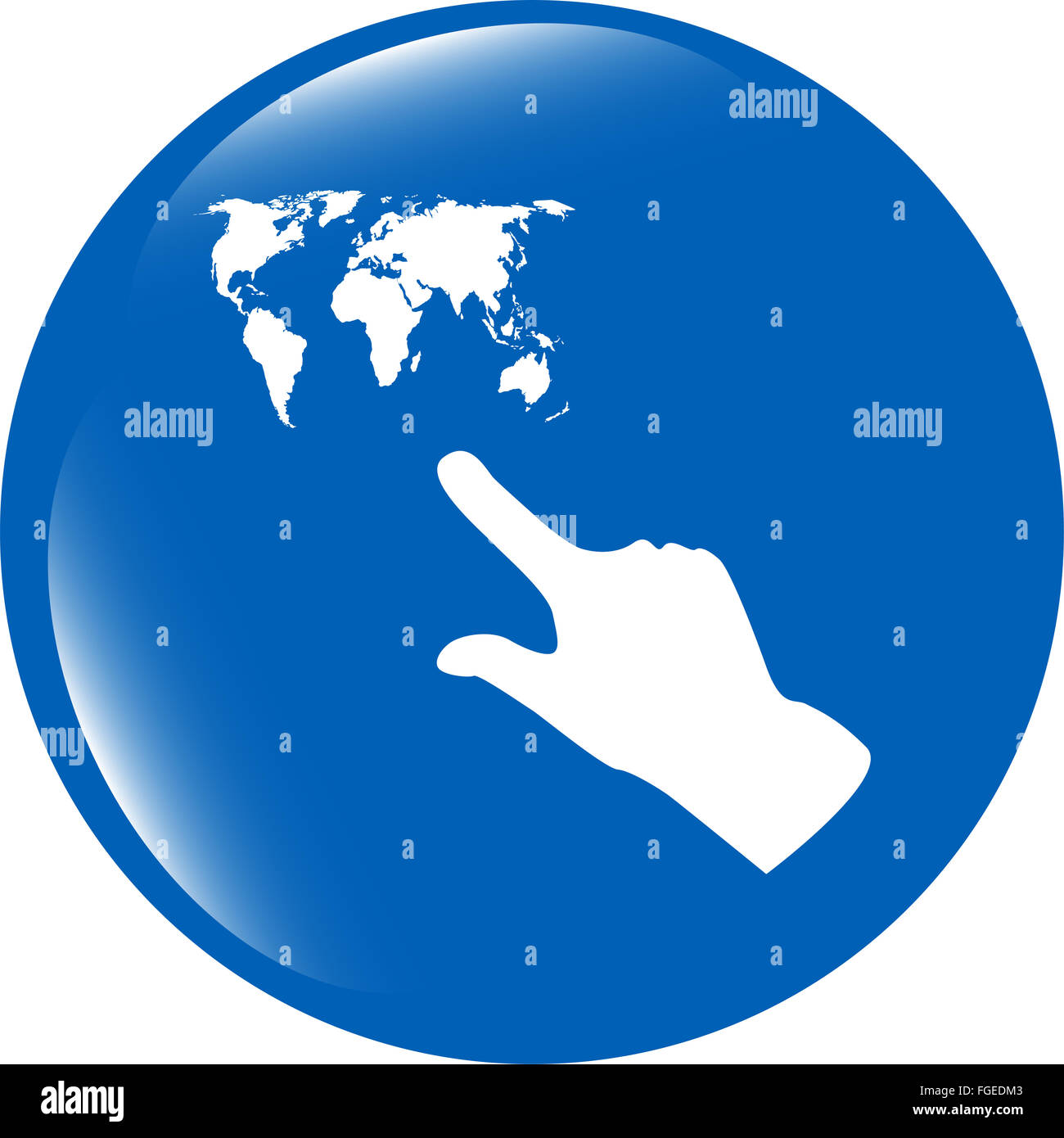 icon with people hand and world map sign. Arrows symbol Stock Photo - Alamy