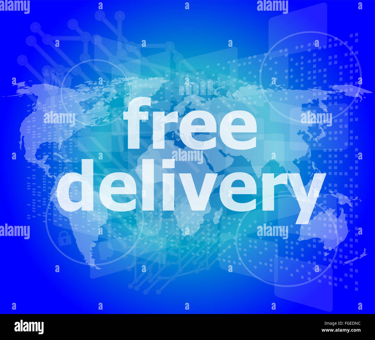 free delivery word on a virtual digital background Stock Photo - Alamy
