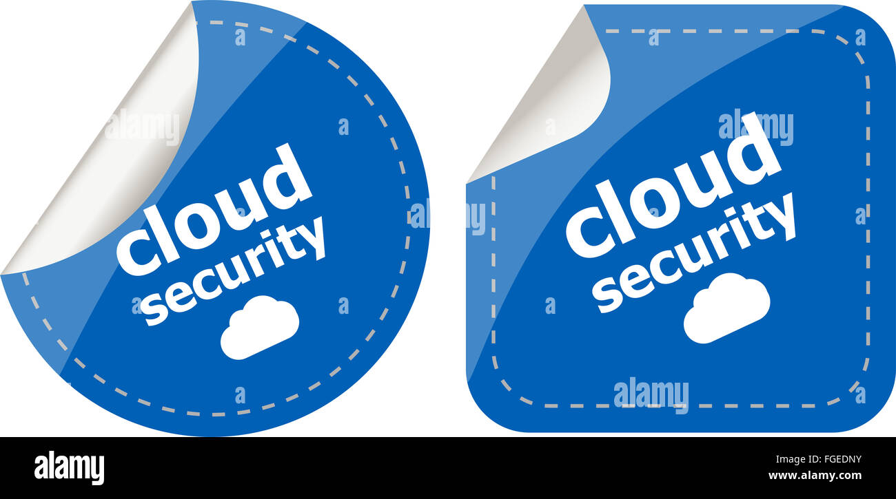 cloud security stickers label tag set isolated on white Stock Photo - Alamy