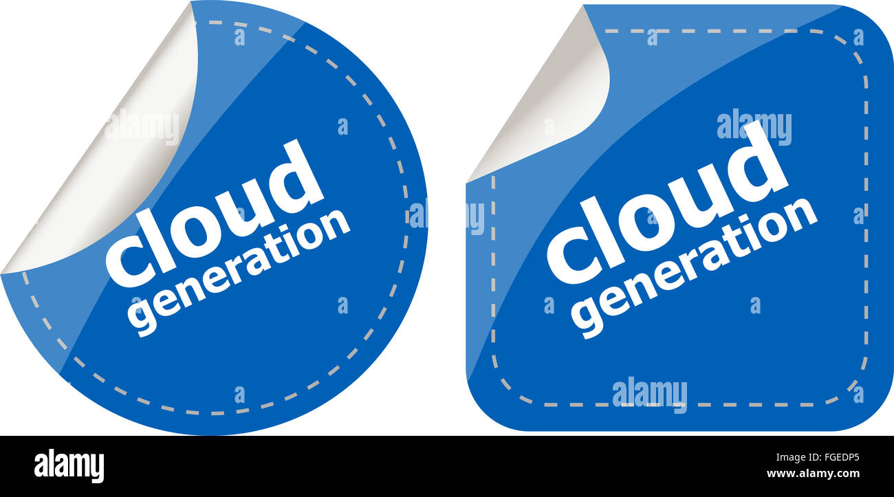 Cloud technology icon, label stickers set isolated Stock Photo - Alamy