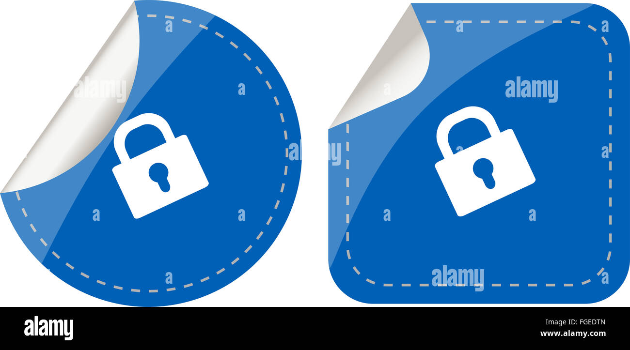 stickers set isolated on white with padlock, security concept Stock ...