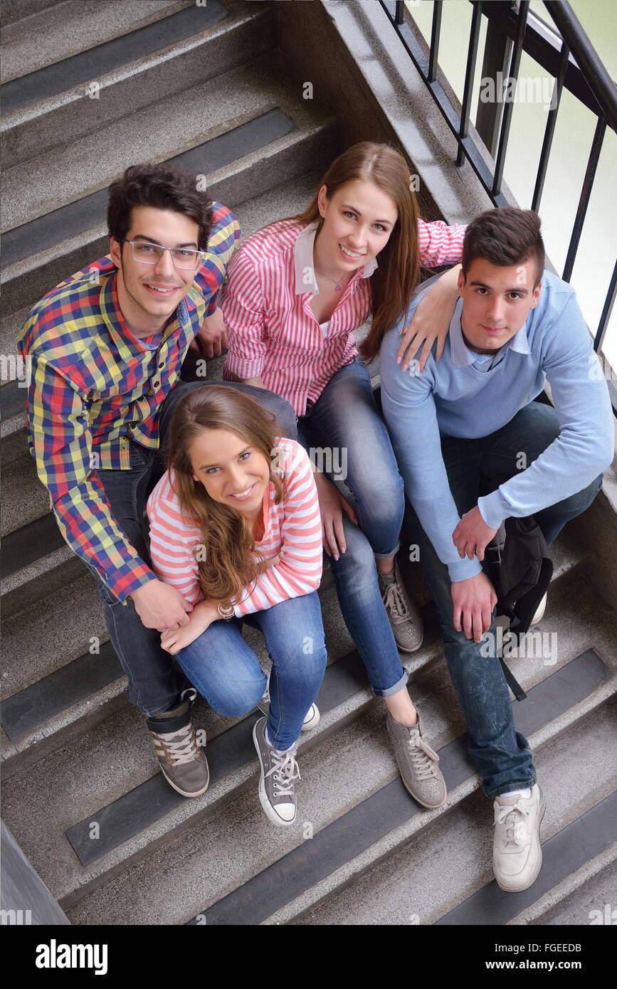happy teens group in school Stock Photo - Alamy