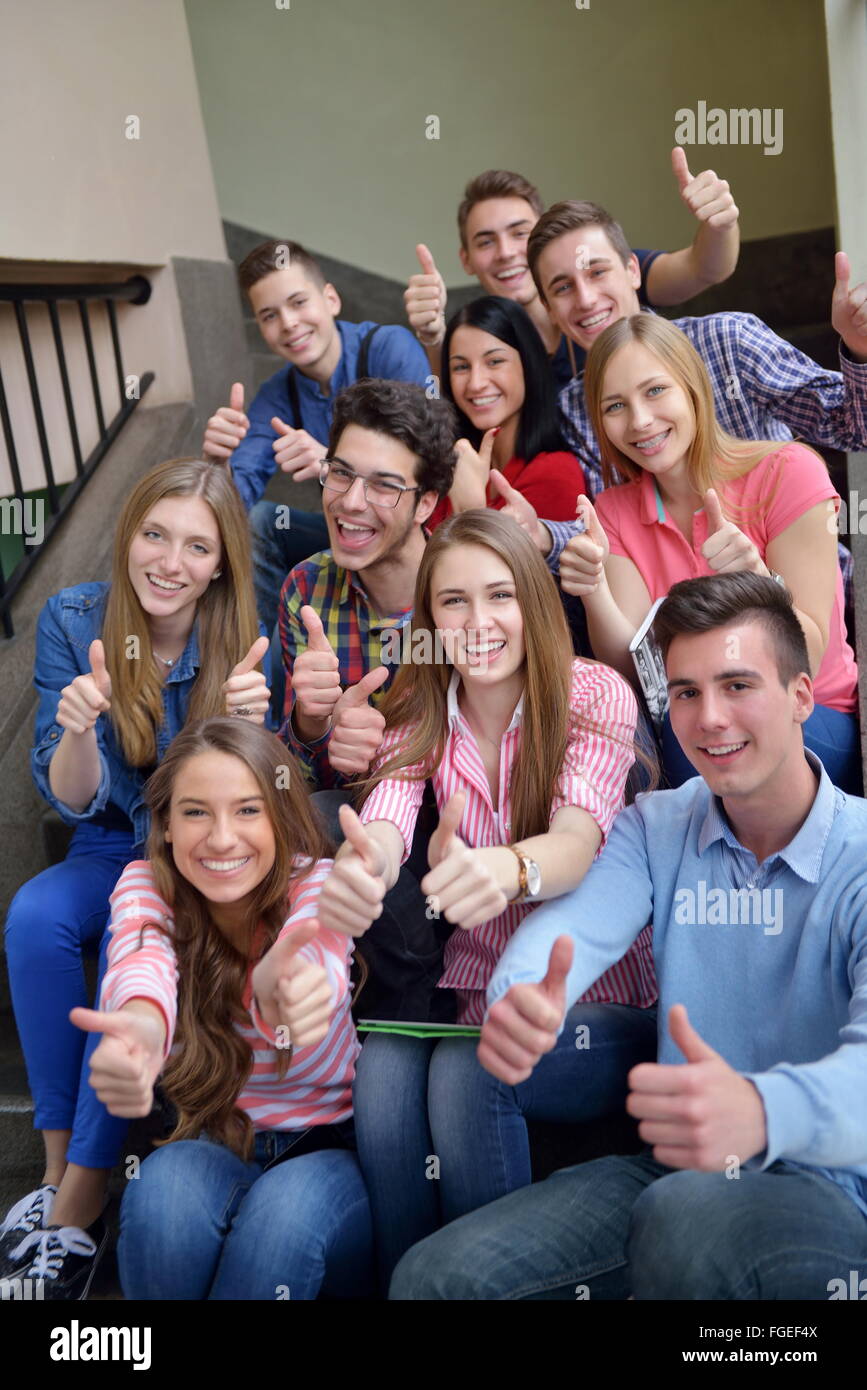 happy teens group in school Stock Photo - Alamy