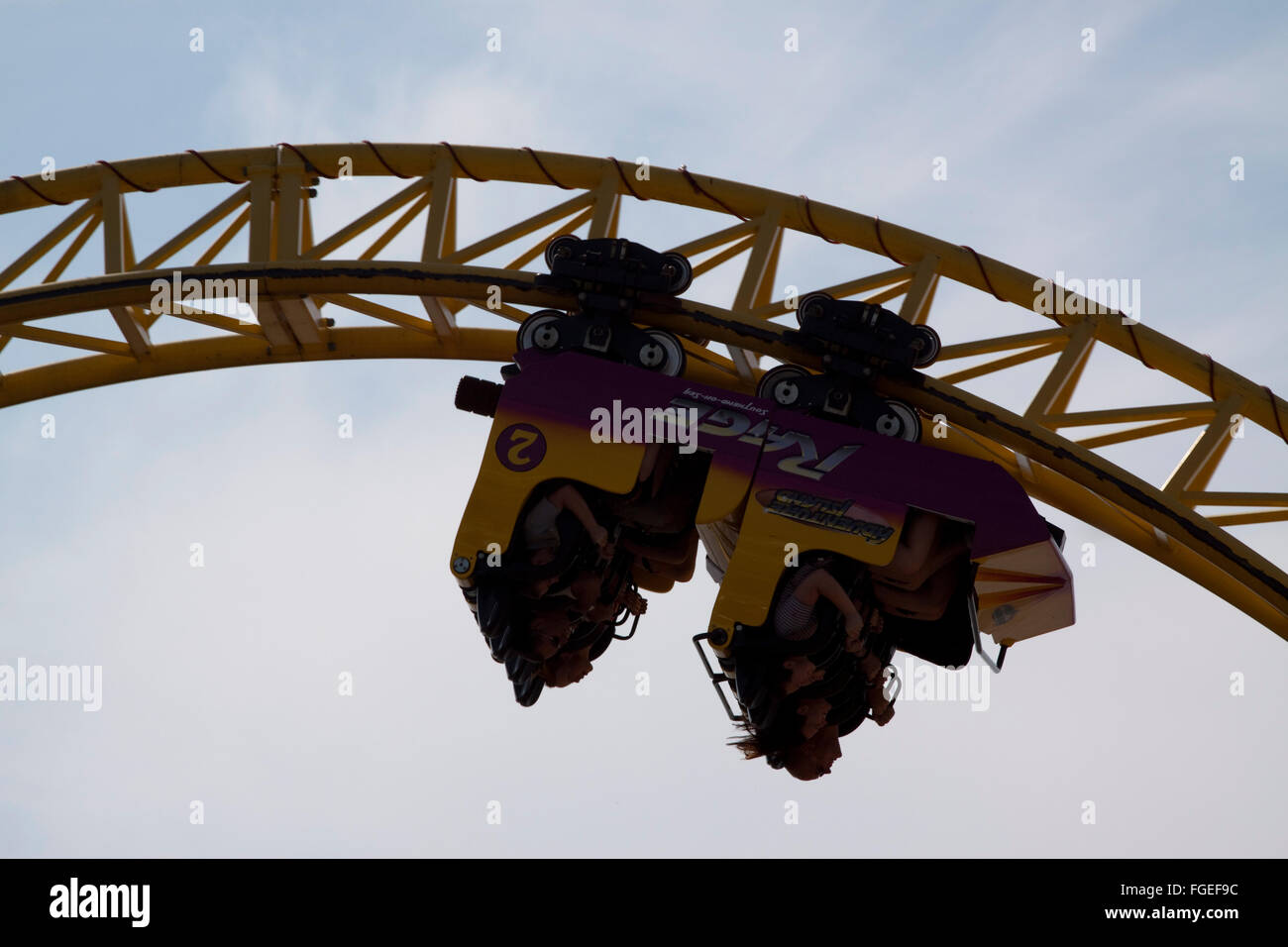 Roller coaster at seafront fun fair in Southend Stock Photo - Alamy
