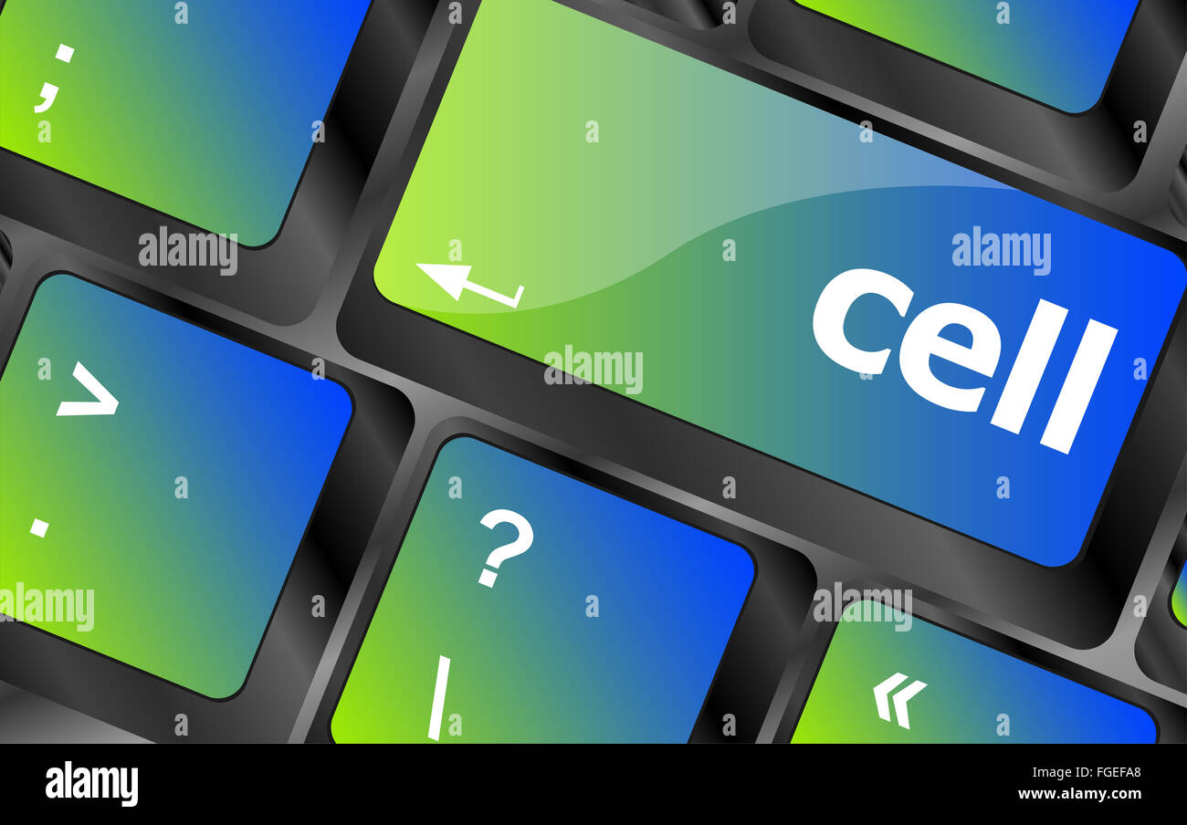 cell word on keyboard key, notebook computer button Stock Photo - Alamy