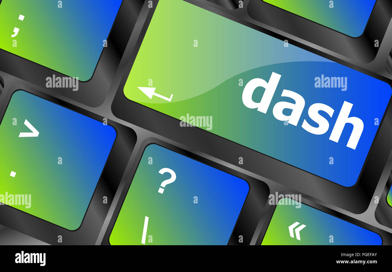 dash word on keyboard key, notebook computer button Stock Photo - Alamy