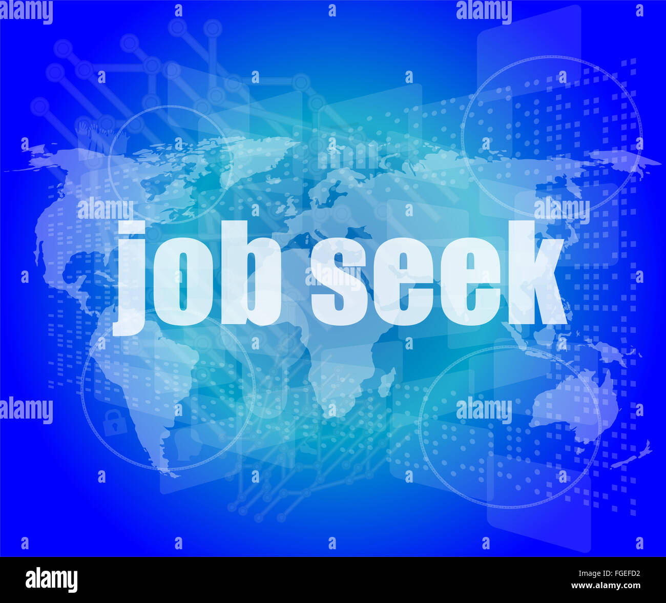 job seek word on touch screen, modern virtual technology background ...
