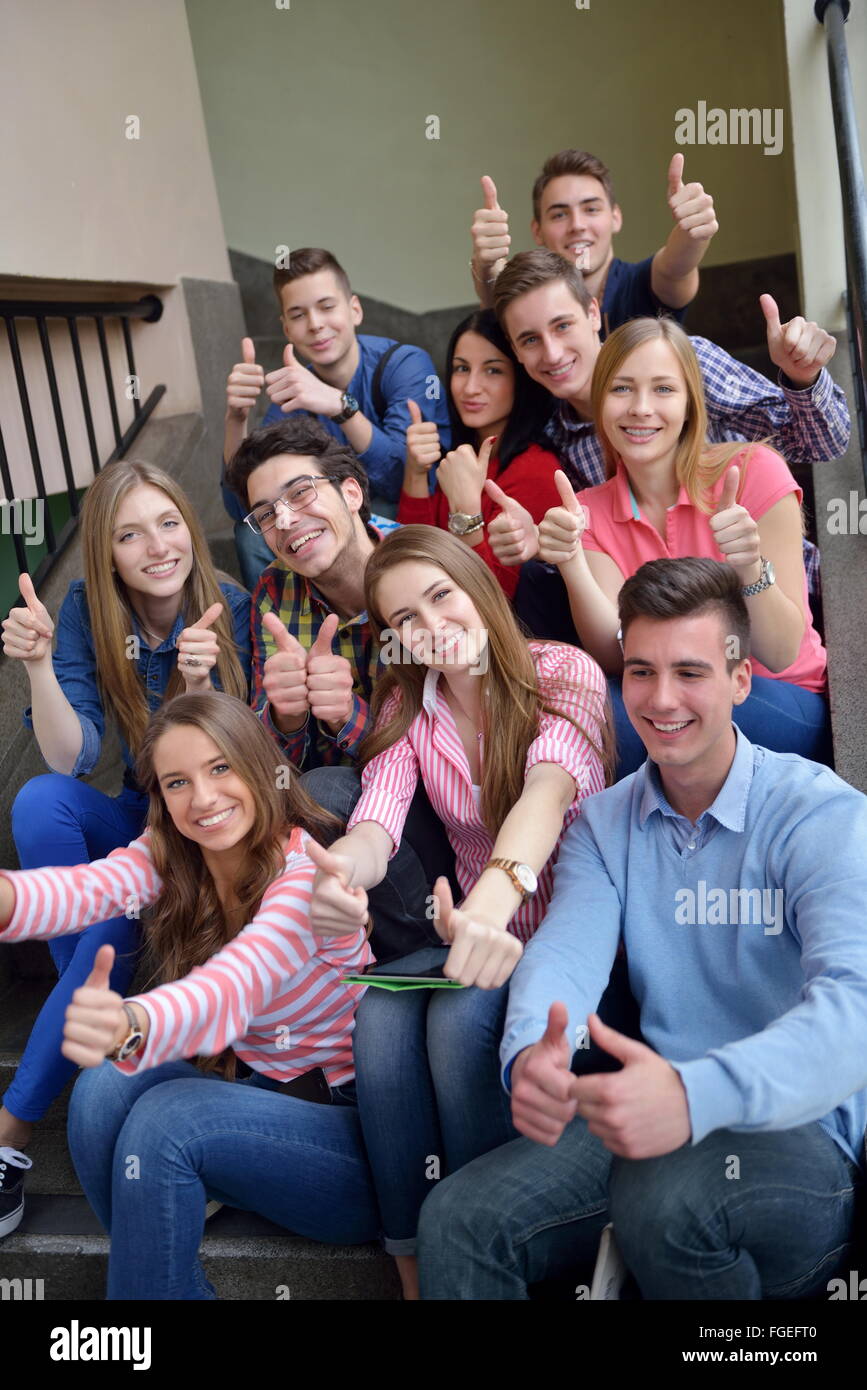 happy teens group in school Stock Photo - Alamy