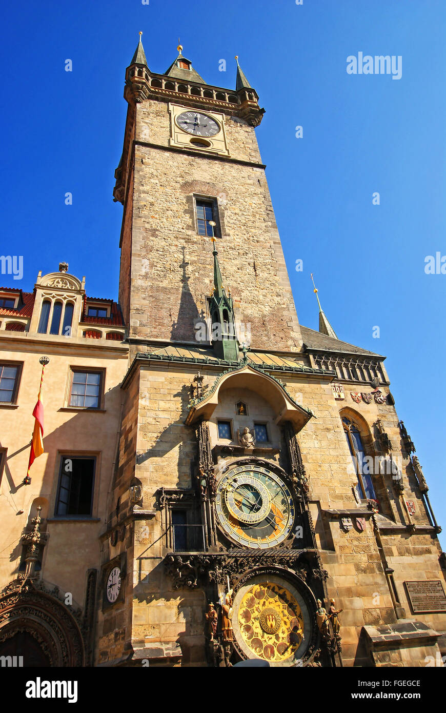 Old Town clock tower astronomical clock in the main square of Prague ...