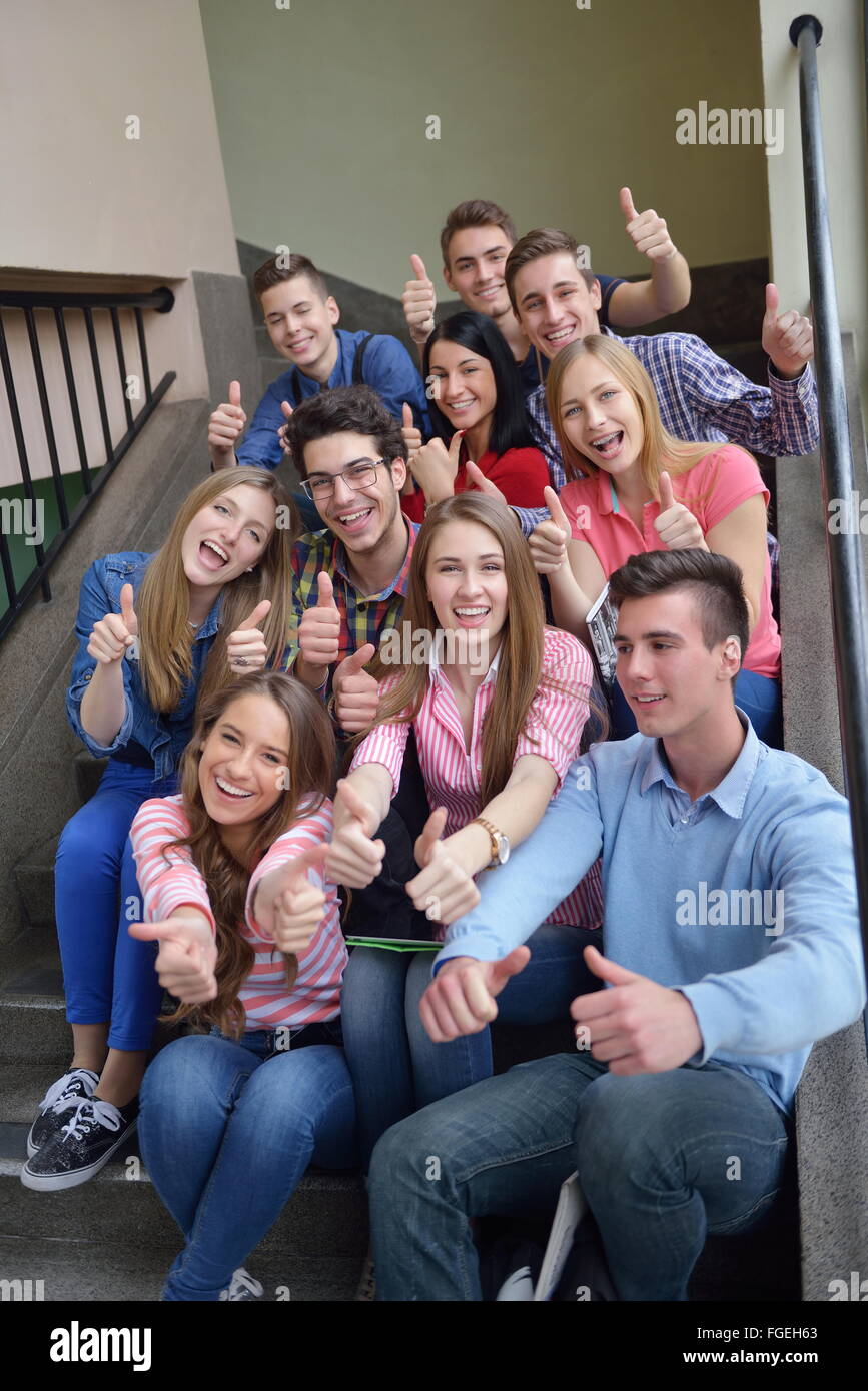 happy teens group in school Stock Photo - Alamy