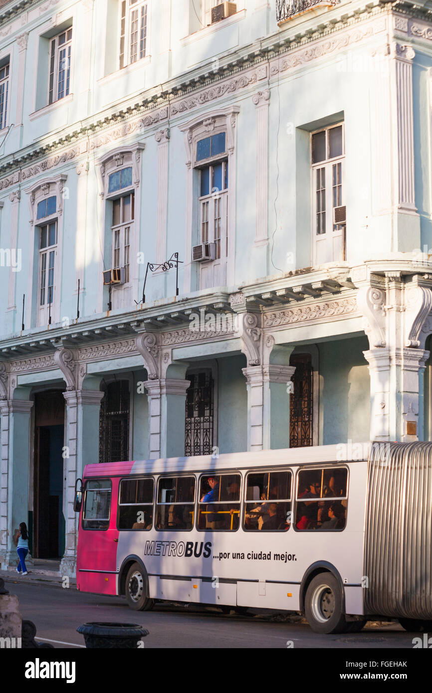 Daily life in Cuba - Metro bus going along street at Havana, Cuba, West ...