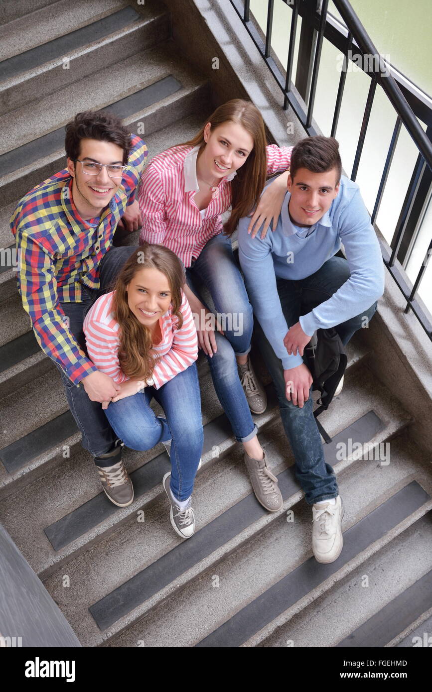 happy teens group in school Stock Photo - Alamy