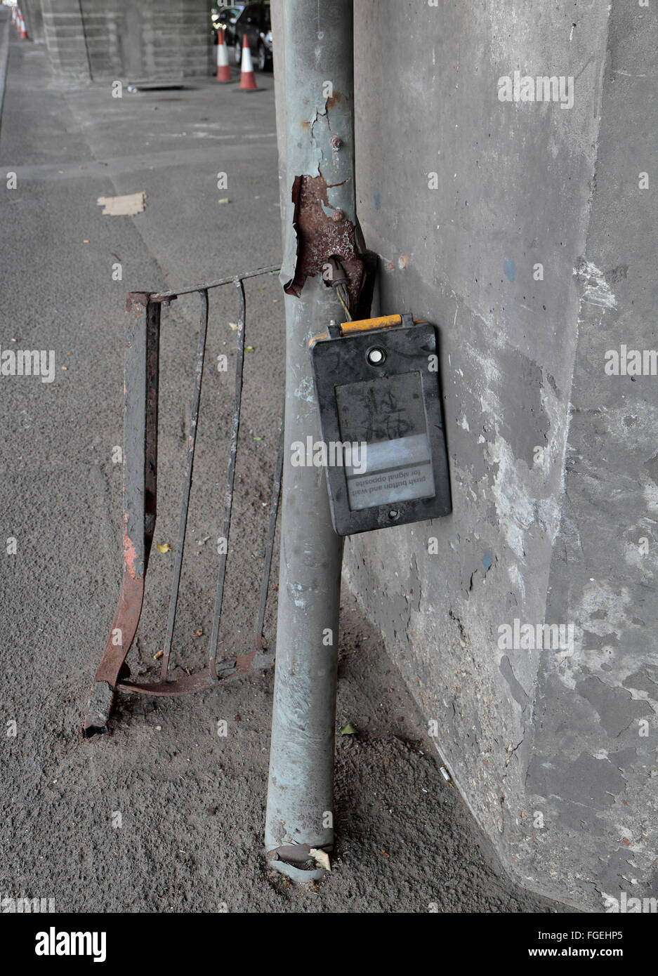 Broken vandalised pedestrian crossing control box hi-res stock ...