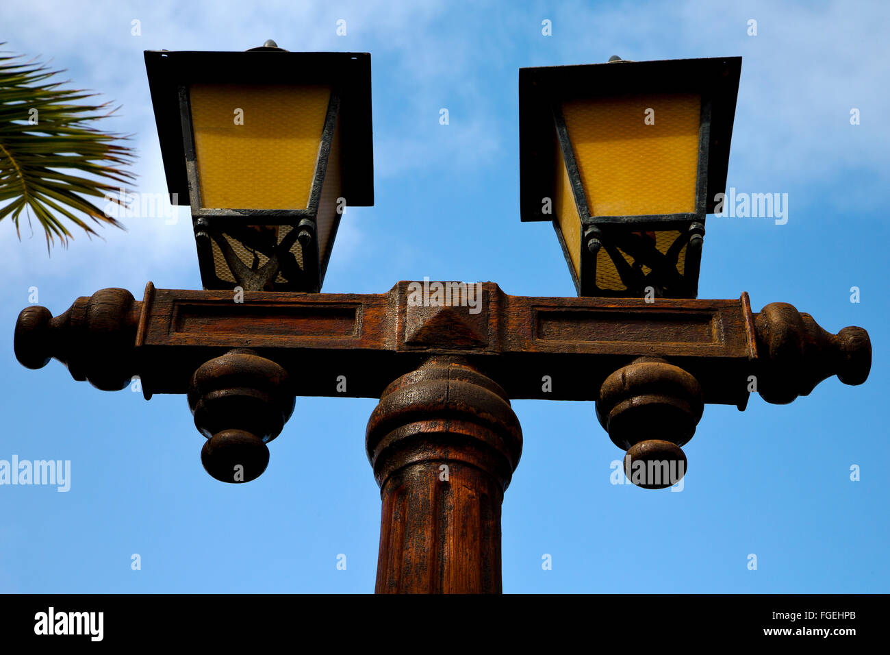 plant spain street lamp a bulb in the blue sky wall arrecife teguise ...