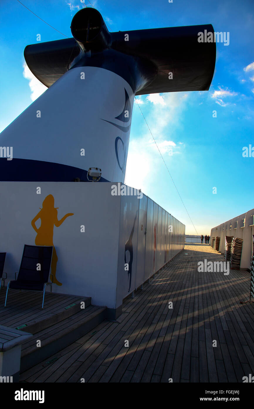 Sun deck of a cruise ship Stock Photo - Alamy