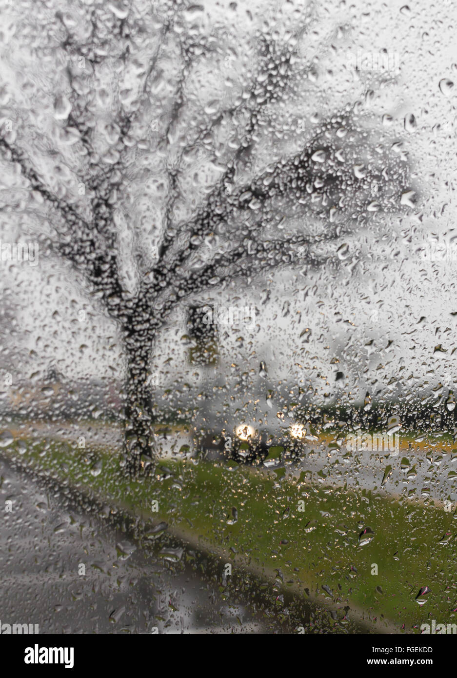 Bad Weather Driving - poor view caused by heavy rain and spray water ...