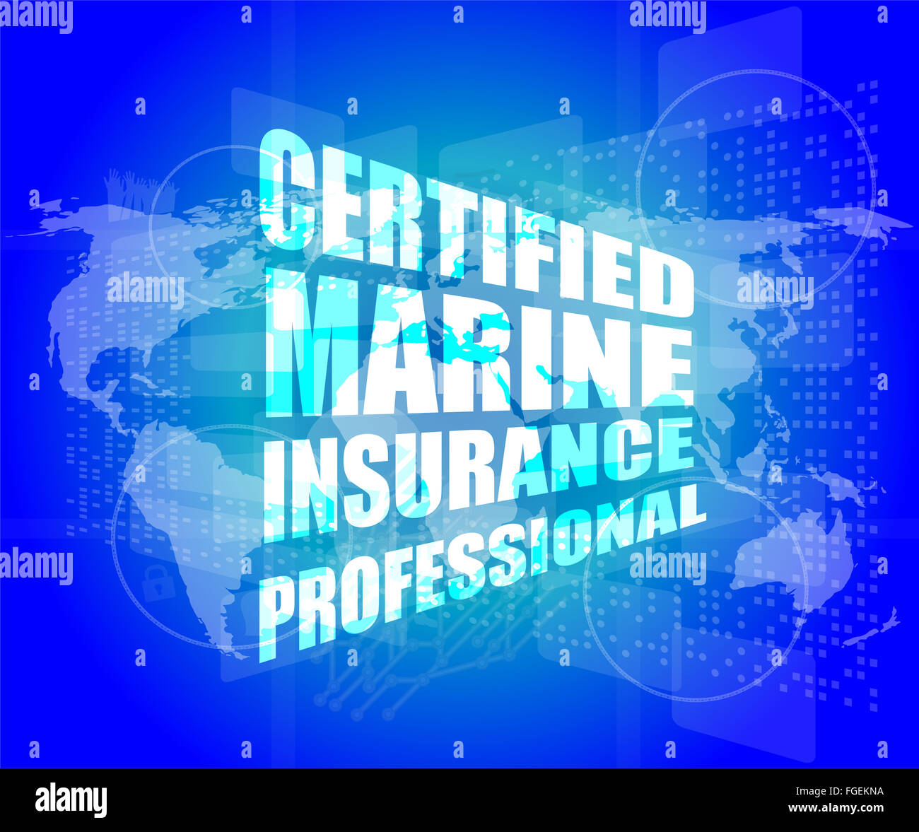 Management concept: certified marine insurance professional words on ...
