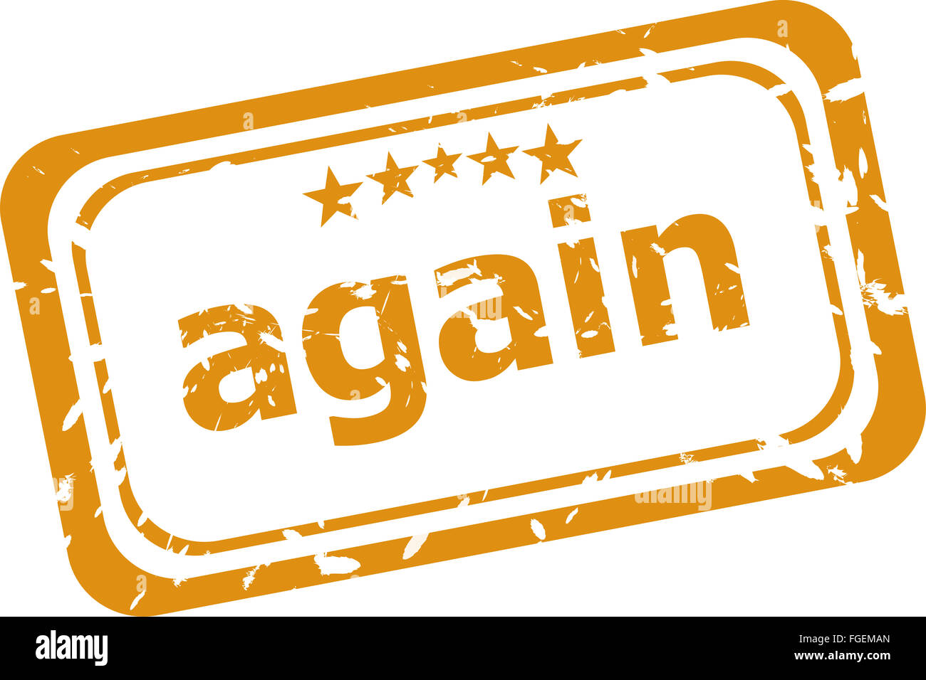 again on rubber stamp over a white background Stock Photo - Alamy