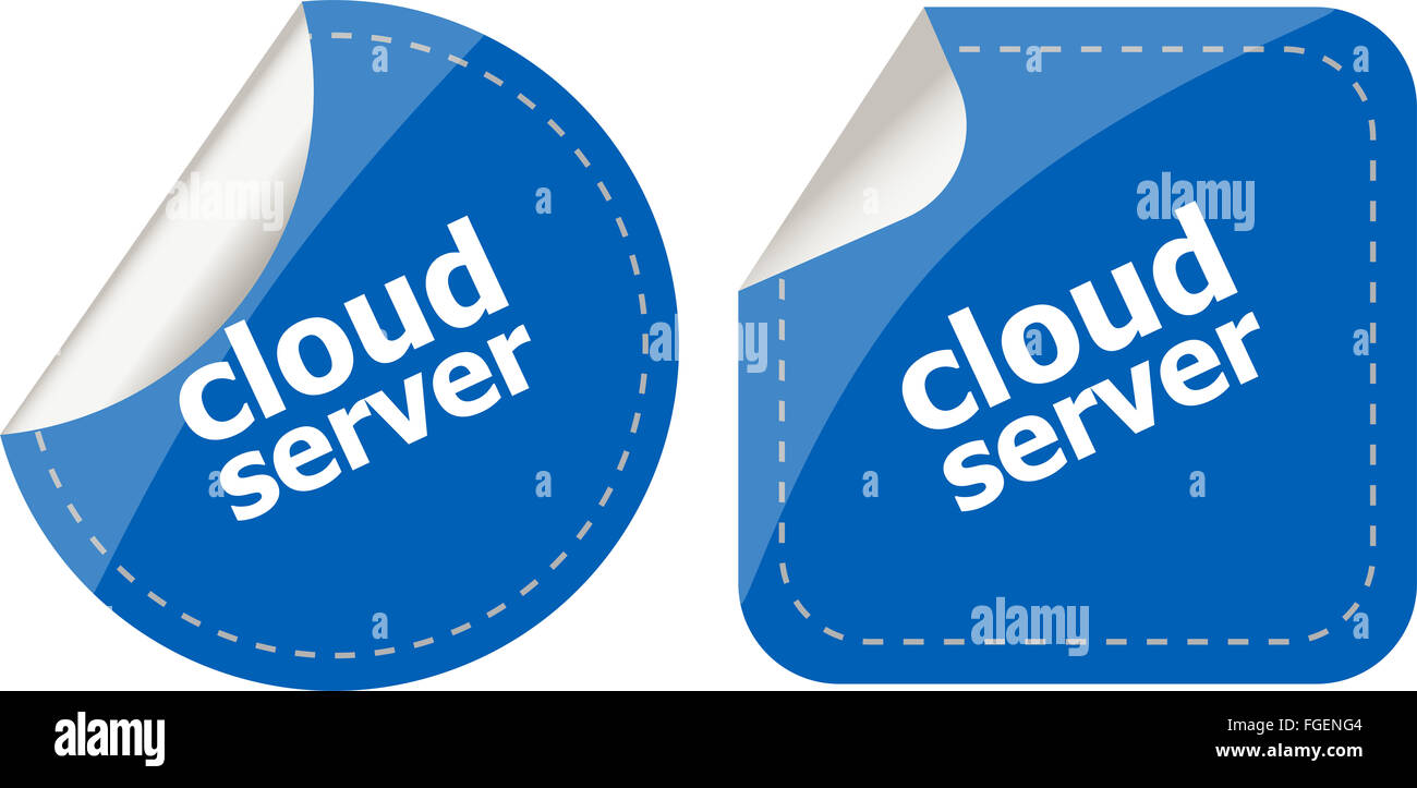 Cloud server computing concept, stickers label tag Stock Photo - Alamy
