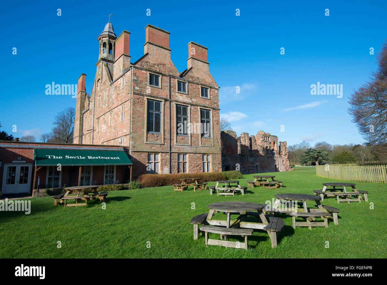 A beautiful blue sky at Rufford Abbey Country Park, near Ollerton in ...