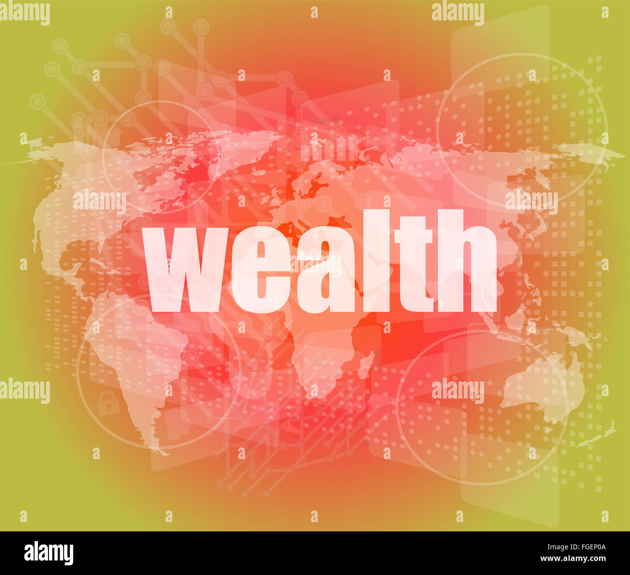 wealth word on digital touch screen interface Stock Photo - Alamy