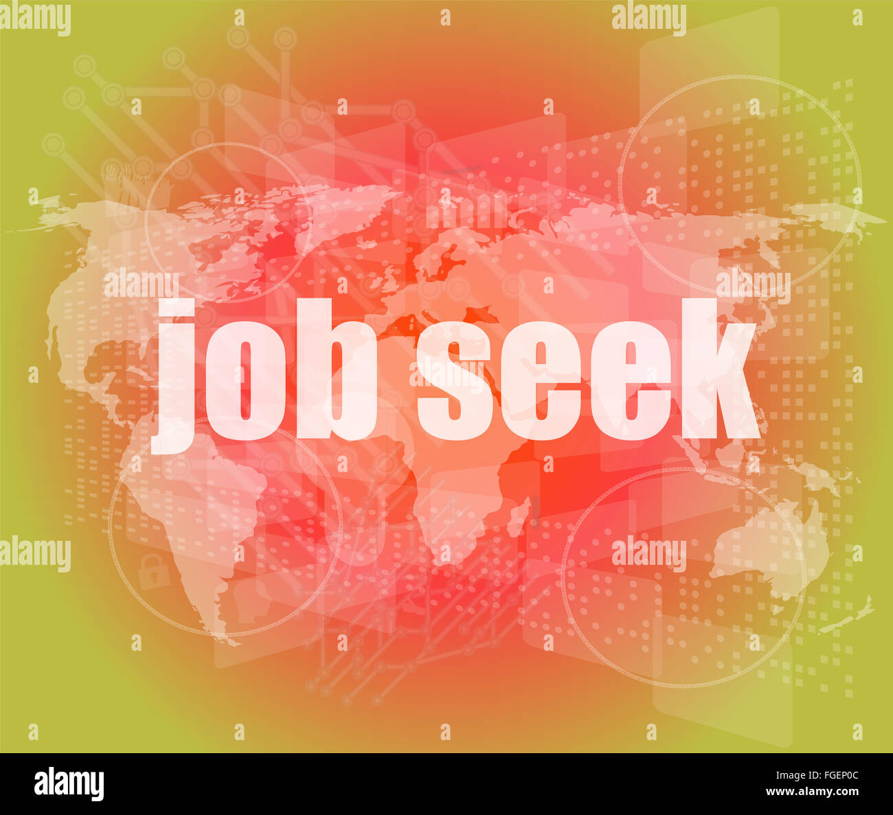 job seek word on touch screen, modern virtual technology background ...