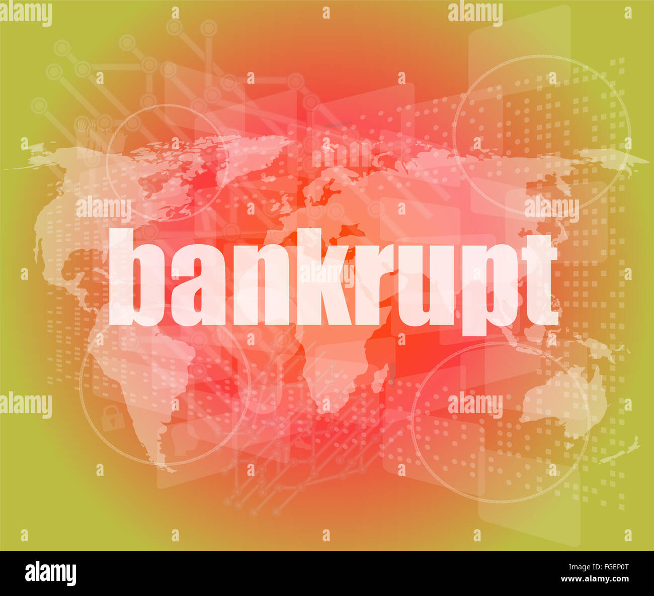 bankrupt word on touch screen, modern virtual technology background ...