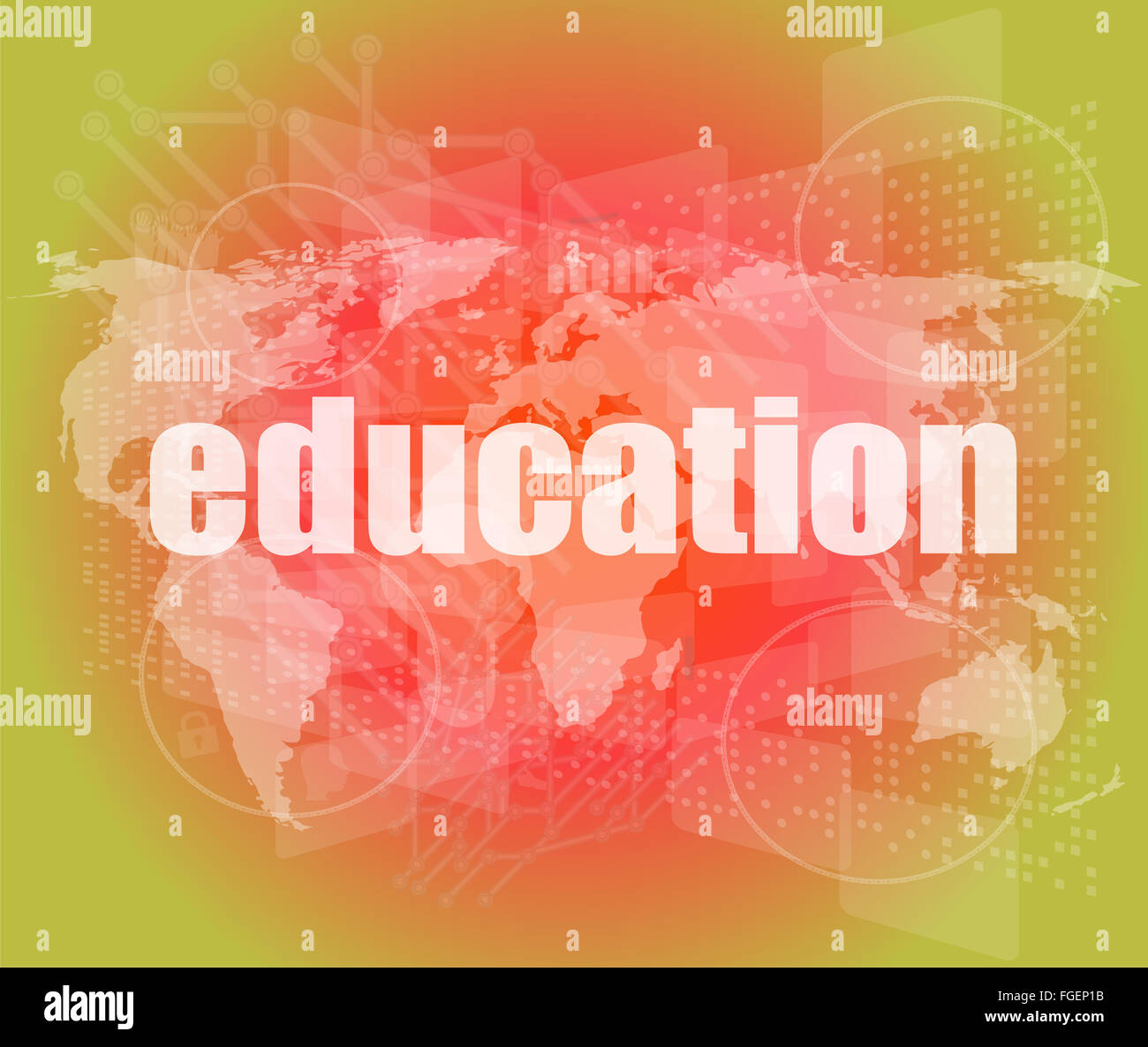 word education on digital touch screen - learn concept Stock Photo - Alamy