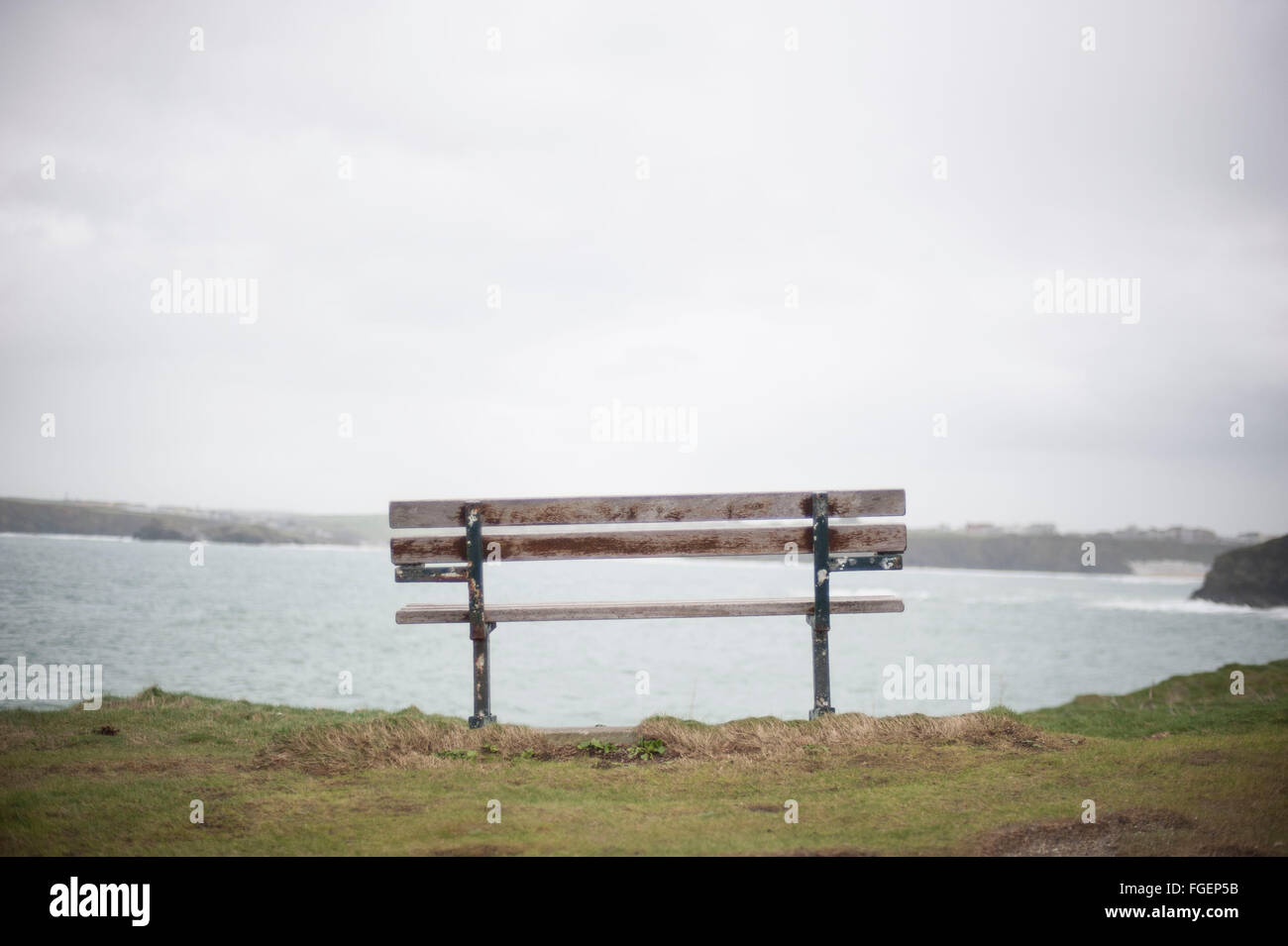 Bench looking over the sea Stock Photo - Alamy