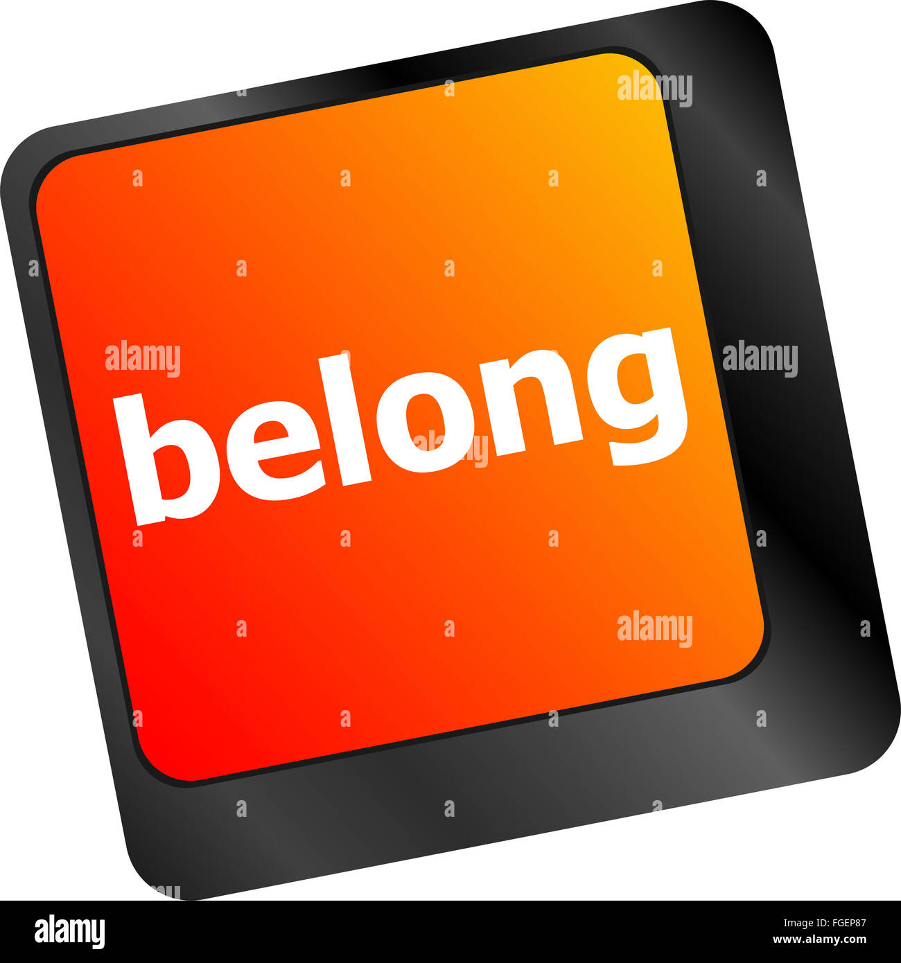 belong word on keyboard key, notebook computer button Stock Photo - Alamy